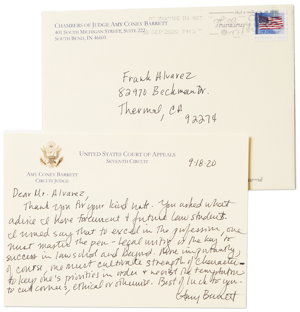 Sell or Auction Your Amy Coney Barrett Autograph Letter Signed