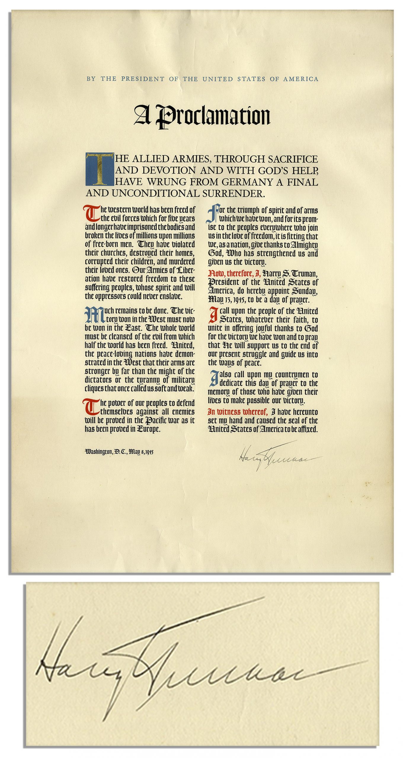 Sell Your Harry S Truman Potsdam Declaration Signed at NDS Auctions