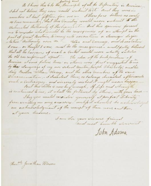 Sell or Auction Your John Adams Signed Letter