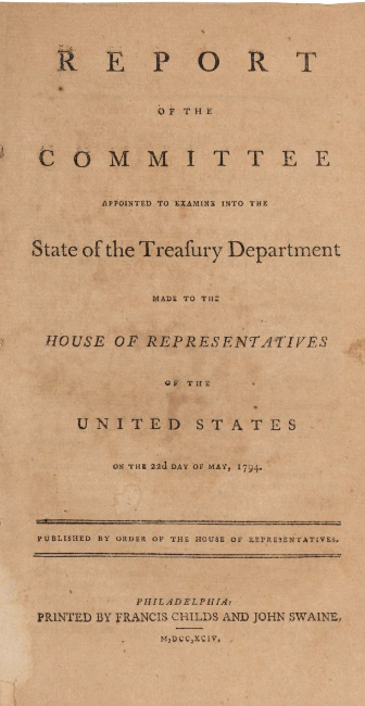 Sell or Auction a State of Treasury Department 22d Day May 1794