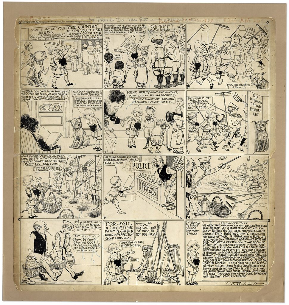 Sell or Auction a 1916 Richard F Outcault Buster Brown Comic Strip Art