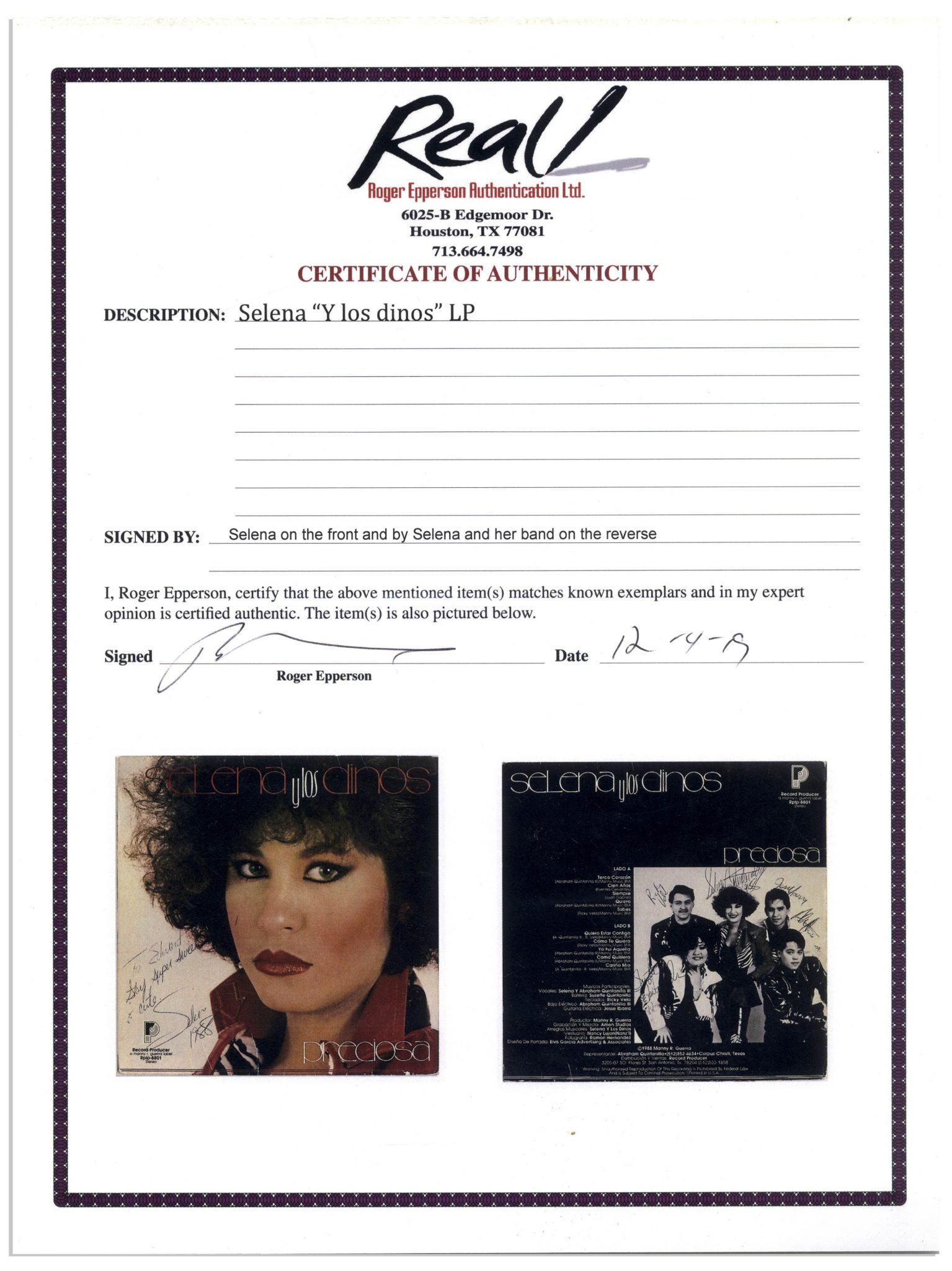 Sell Your Selena Quintanilla-Perez Autograph at Nate D. Sanders Auctions