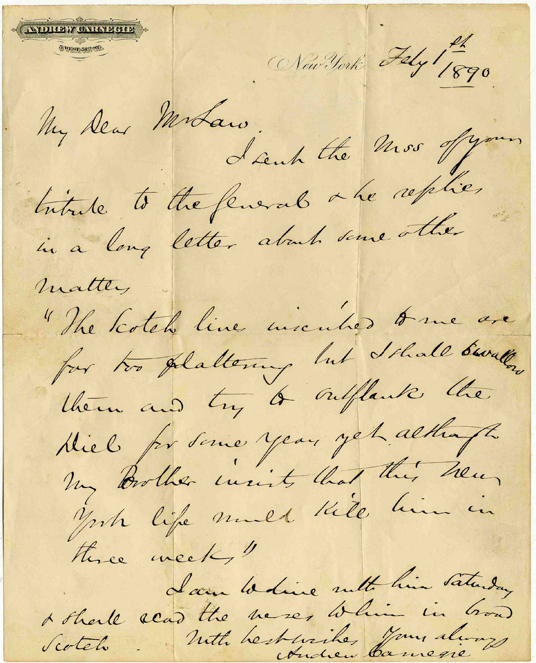 Sell You Andrew Carnegie Autograph at Nate D. Sanders Auctions