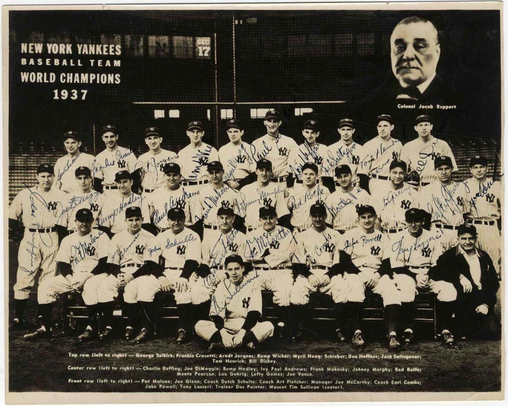 Sell Your 1937 New York Yankees Autograph at Nate D. Sanders Auctions