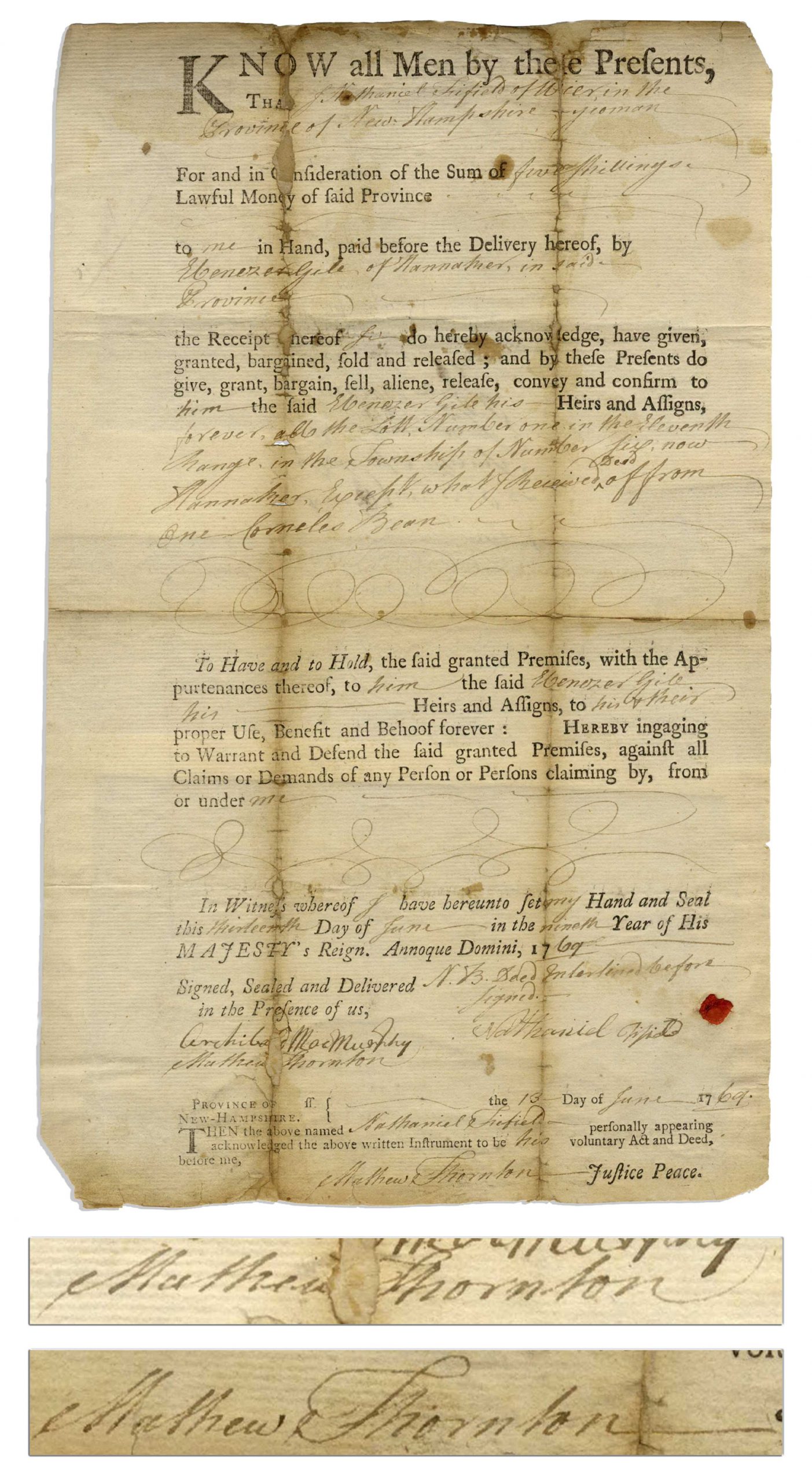 Sell a Matthew Thornton Autograph Signed at Nate D. Sanders Auctions