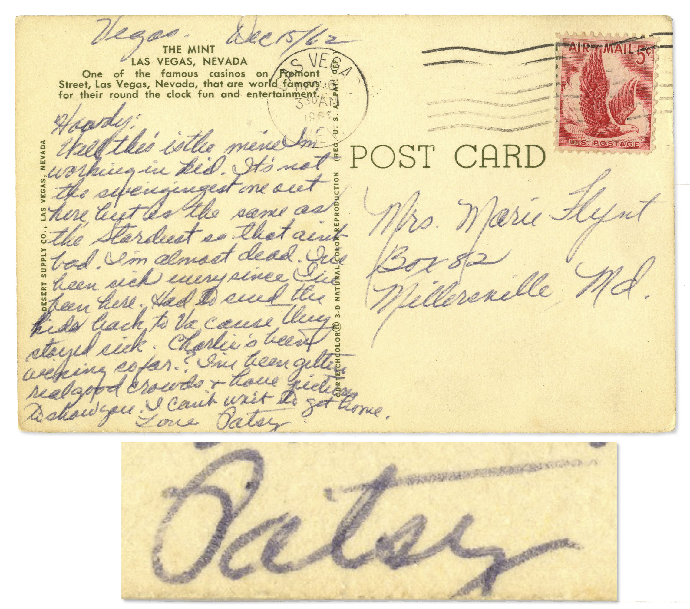 Sell Your Patsy Cline Autograph Letter or Photo at Nate D Sanders Auction