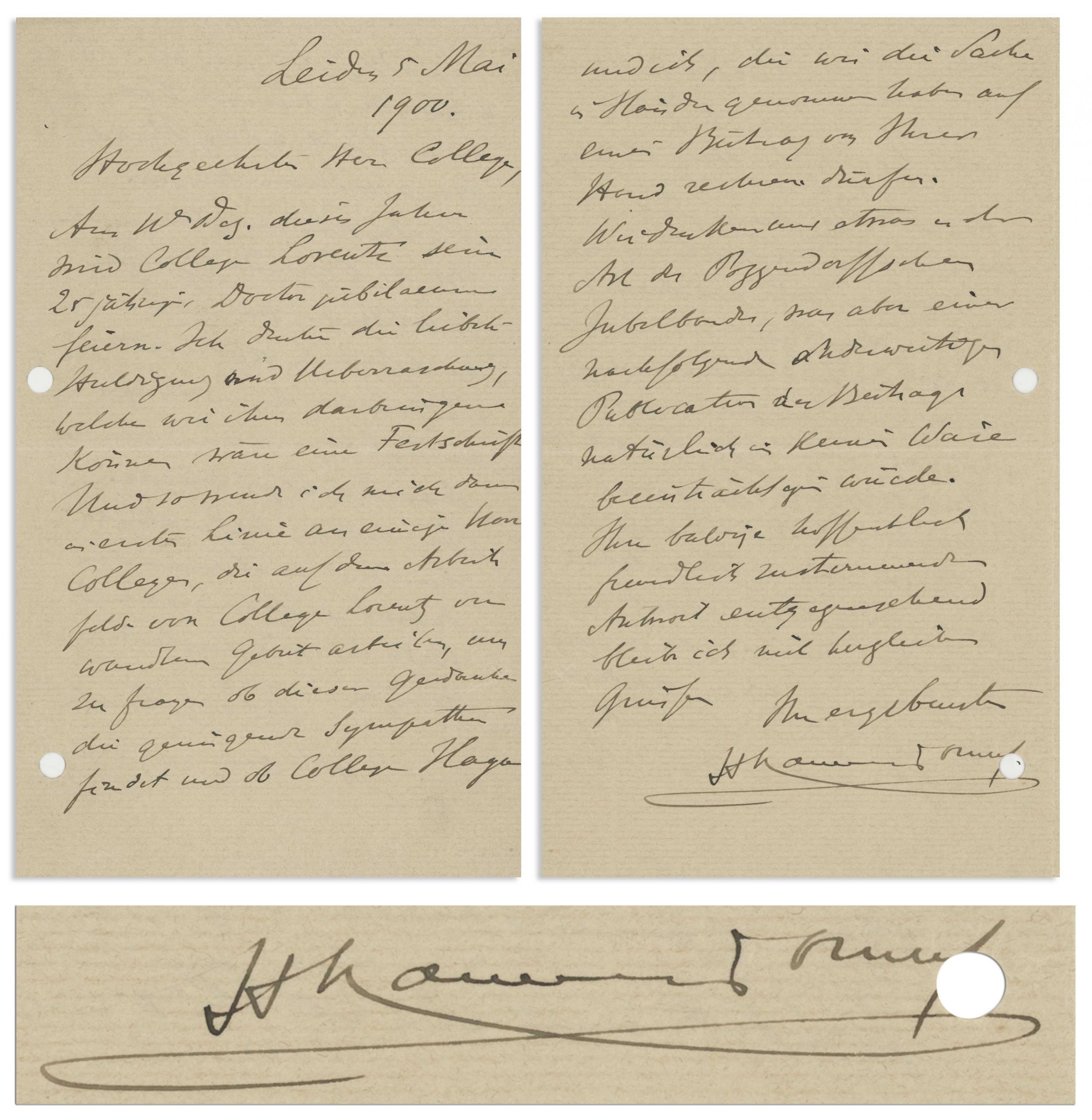 Sell or Auction a Heike Kamerlingh Onnes Signed Letter Autographed