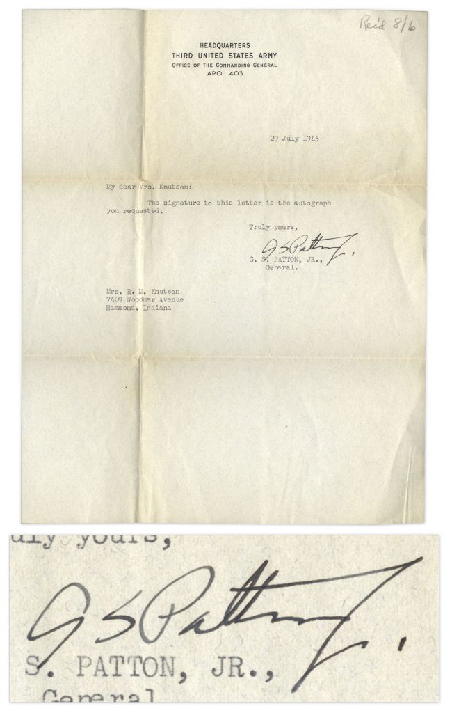 Sell Your George Patton Signed Letter at Nate D. Sanders Auctions