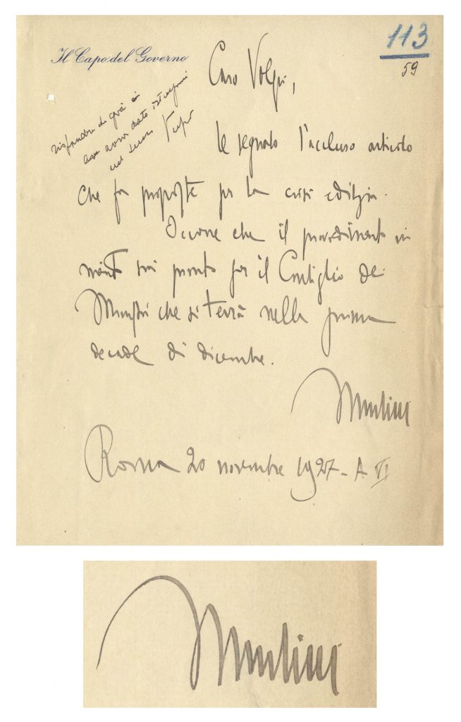 Sell Your Benito Mussolini Signed Letter at Nate D. Sanders Auctions