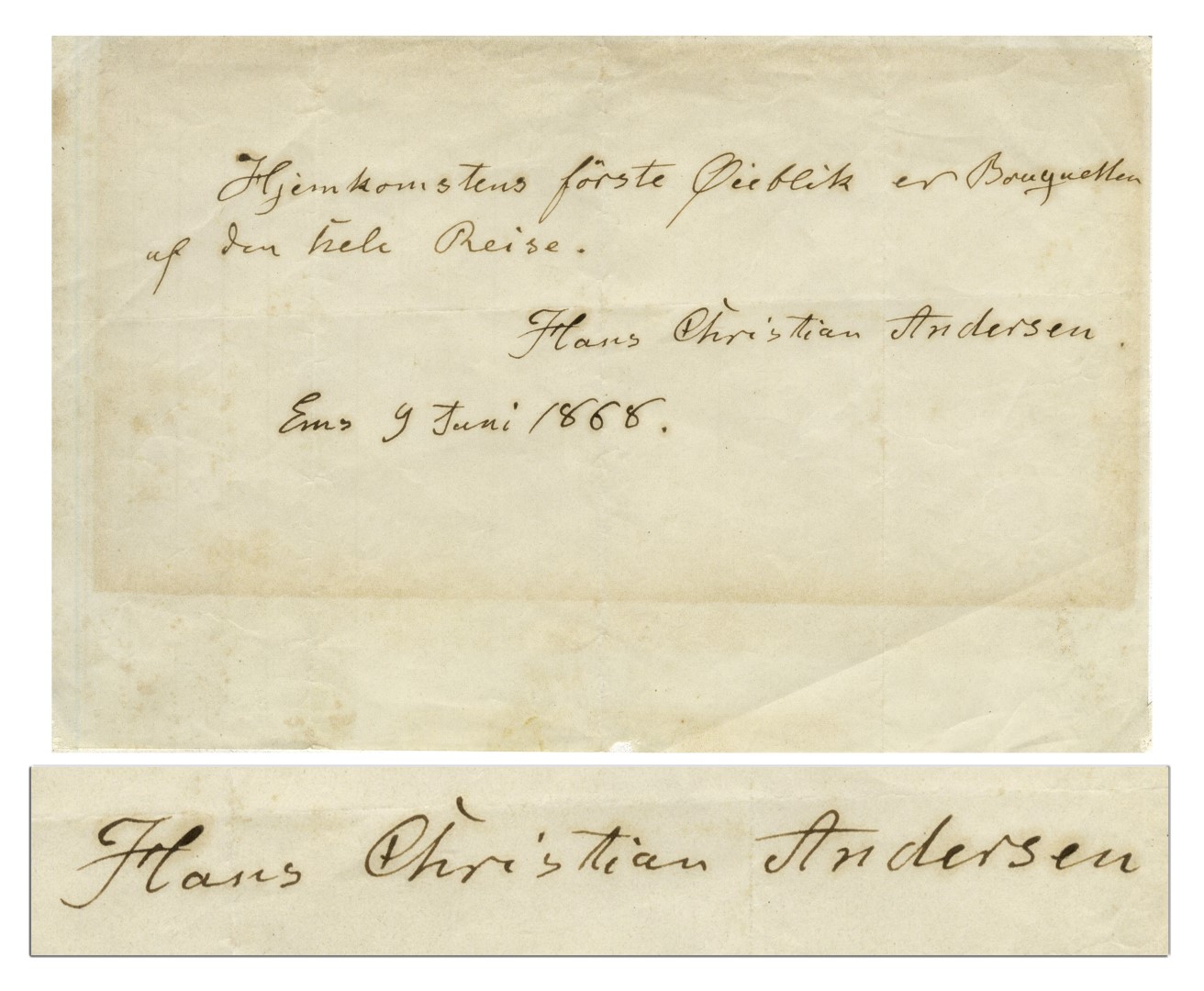 Sell or Auction Your Autographed Hans Christian Andersen Signed Letter