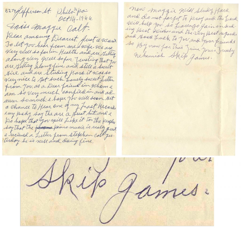 Sell an Autographed Skip James Signed Letter at Nate D. Sanders Auctions