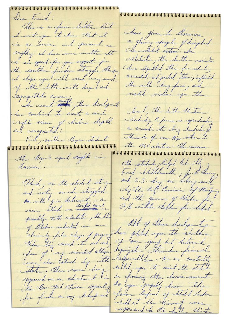 Sell or Auction Your Autographed Martin Luther King Handwritten Letter